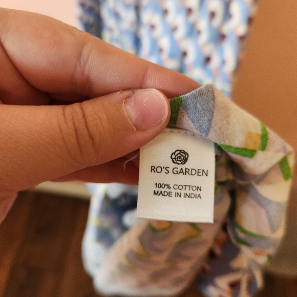 Ro's Garden | Dresses | Ros Garden Daphne Maxi Blue Tiered Short Sleeve Button Front Dress ...